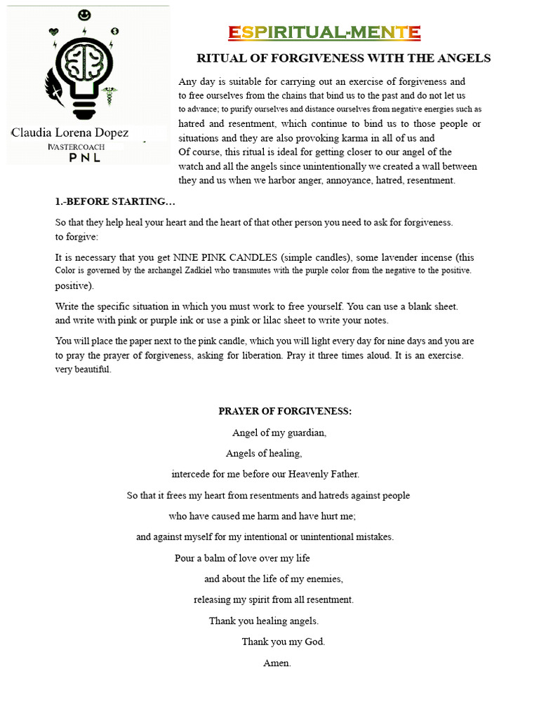 Angelic Forgiveness Ritual Guide | PDF | Forgiveness | Prayer