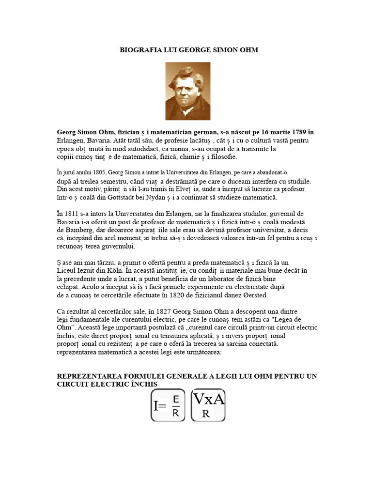 Biografia Lui George Simon Ohm | PDF
