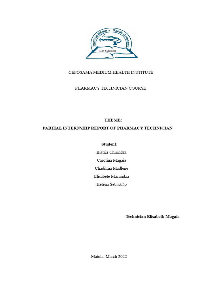 Pharmacy Technician Internship Report | PDF | Pharmacy | Medical ...