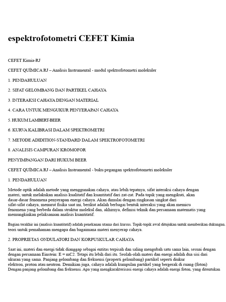 Spektrofotometri Molekuler CEFET Kimia | PDF