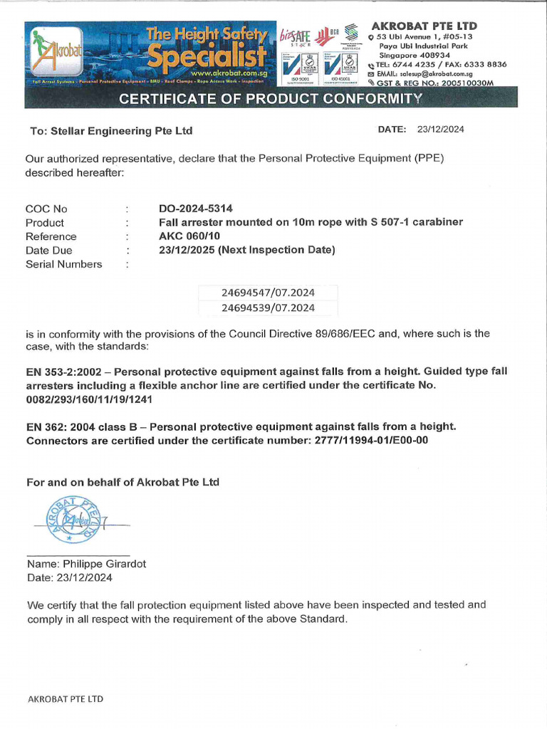 FAM - 10M Rope Cert | PDF