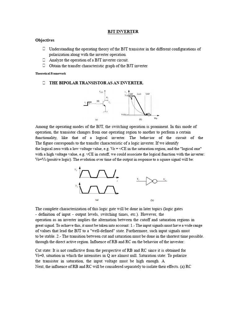 BJT Inverter | PDF | Bipolar Junction Transistor | Semiconductor Devices