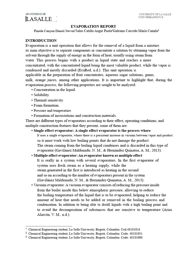 Evaporation Report | PDF | Latent Heat | Liquids