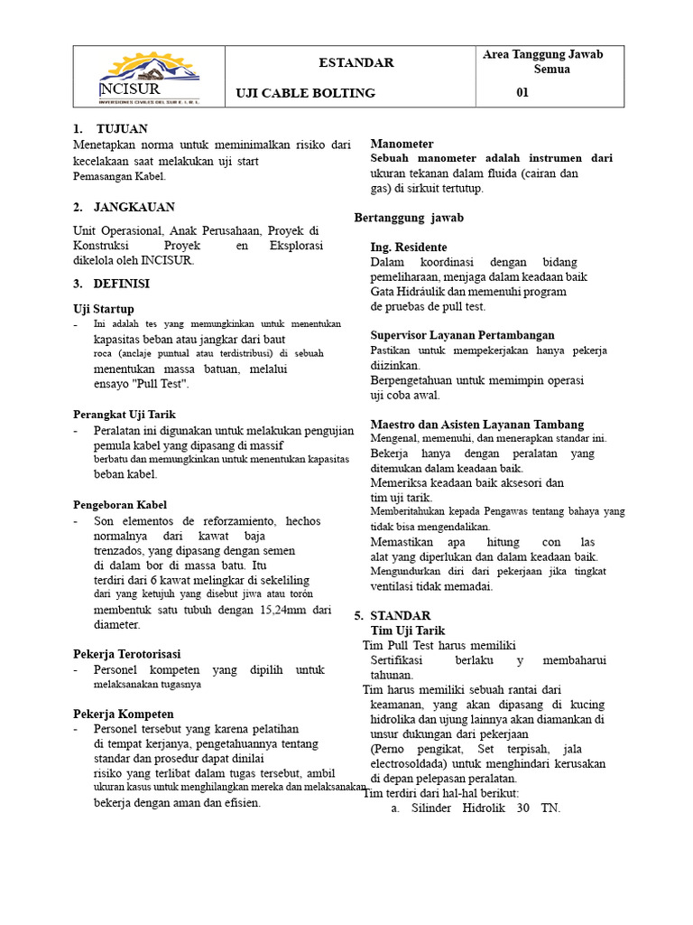 Standar Uji Pemula Kabel Bolting | PDF