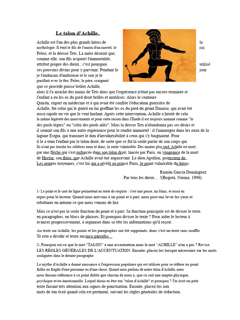 Le mythe du talon d'Achille | PDF | Achille | Mythologie