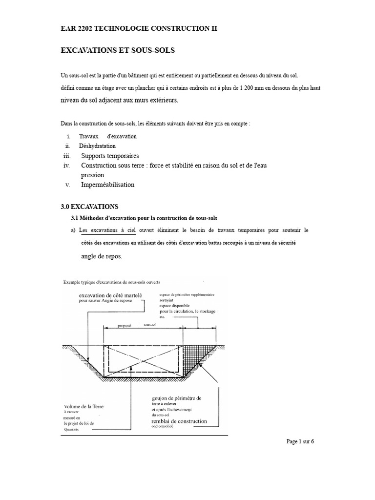 Excavation et construction de sous-sols | PDF | Mur