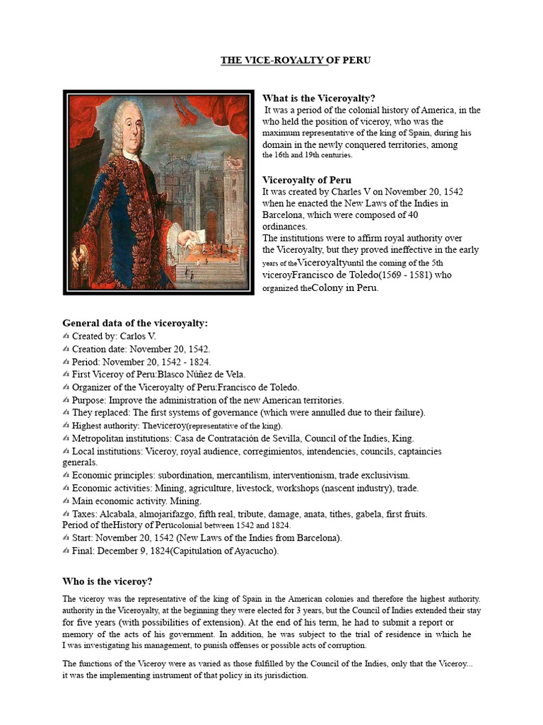 The Vice-Roys of Peru | PDF | Spanish Empire | Former Spanish Colonies