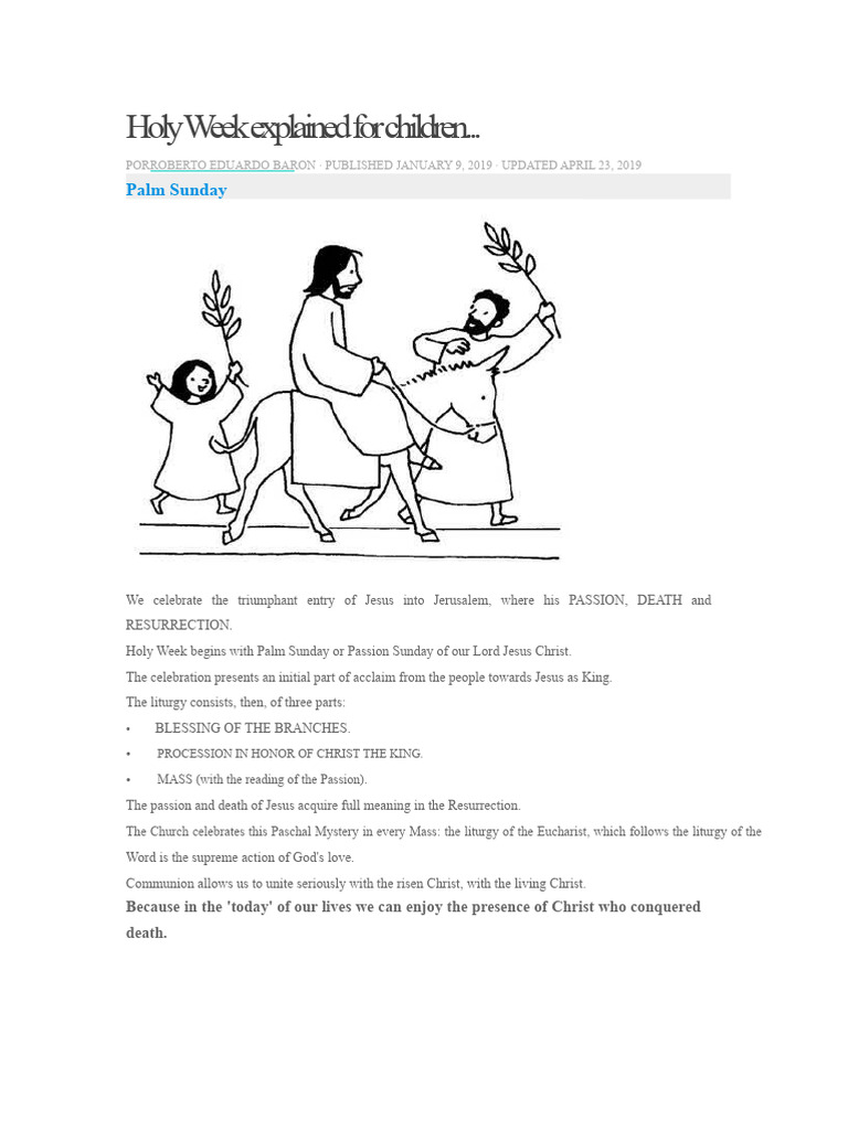 Holy Week for Kids: A Simple Guide | PDF | Eucharist | Mass (Liturgy)