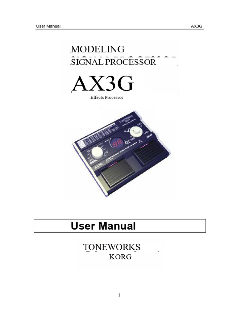 Korg AX3G Effects Processor Manual | PDF | Amplifier | Electronics