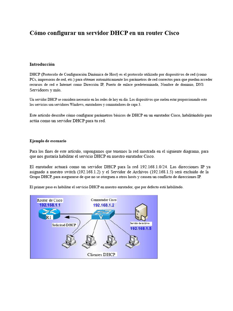 Cómo Configurar Un Servidor DHCP en Un Router Cisco | PDF | Dirección ...