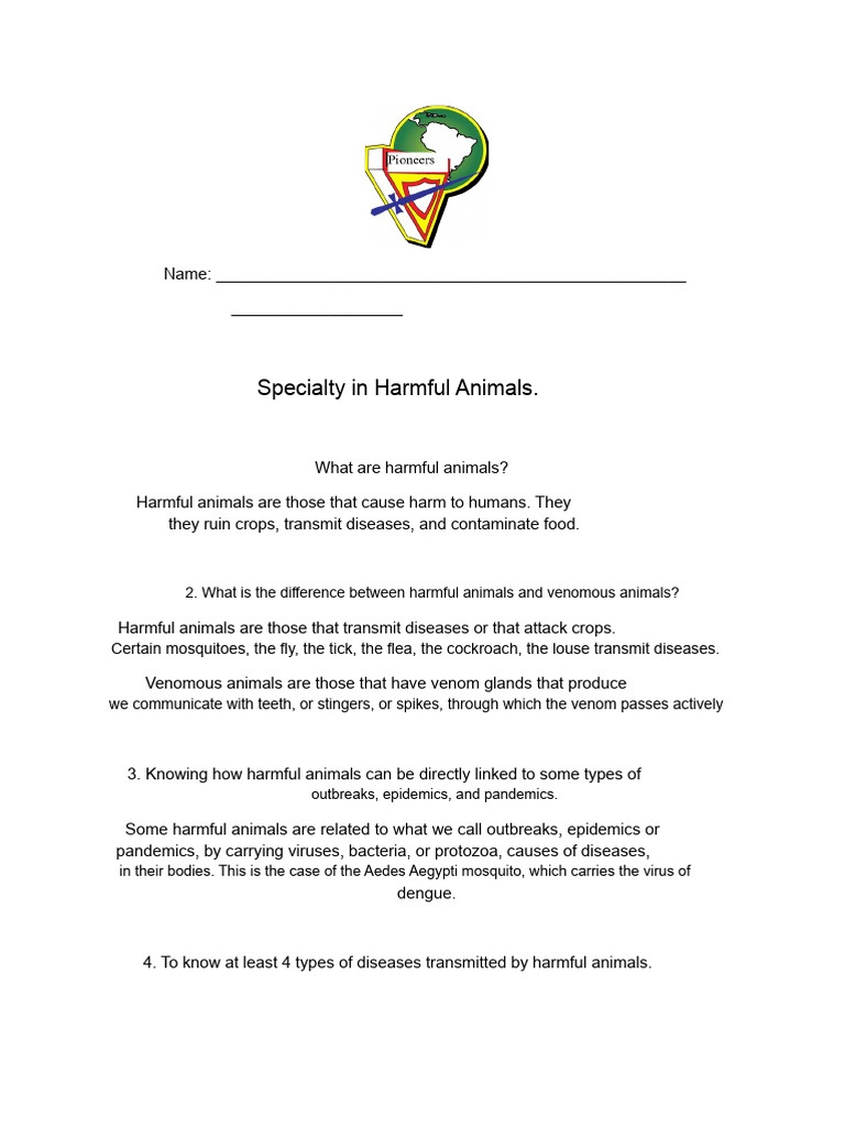 Understanding Harmful Animals and Their Impact | PDF | Foods | Habitat