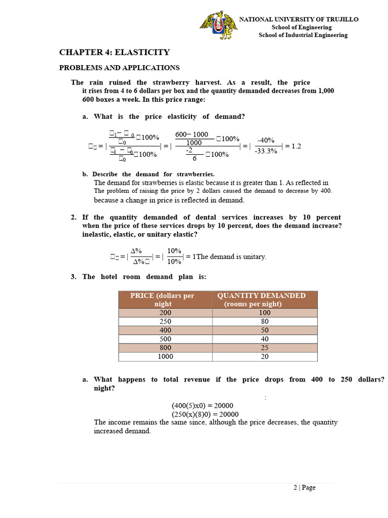 Microeconomics Elasticity Exercises | PDF | Elasticity (Economics) | Demand