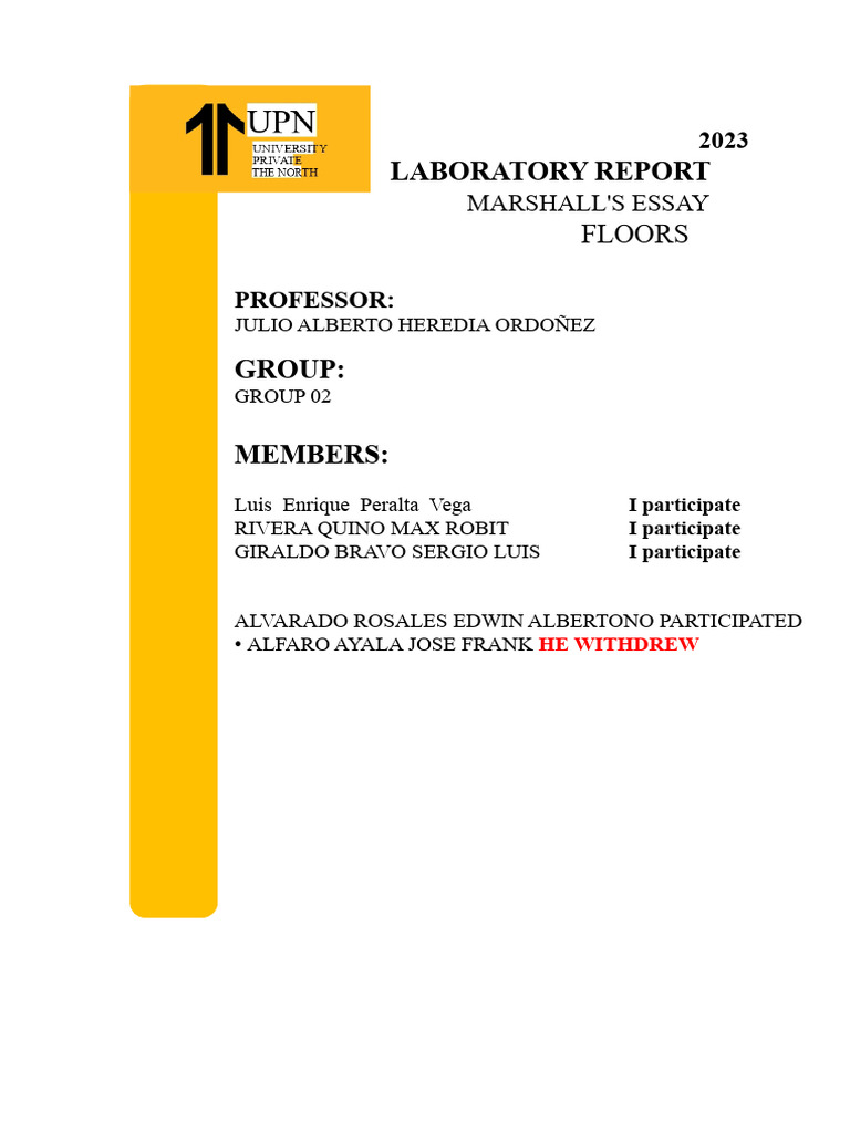 Marshall G02 Lab Report | PDF | Deformation (Engineering) | Road Surface
