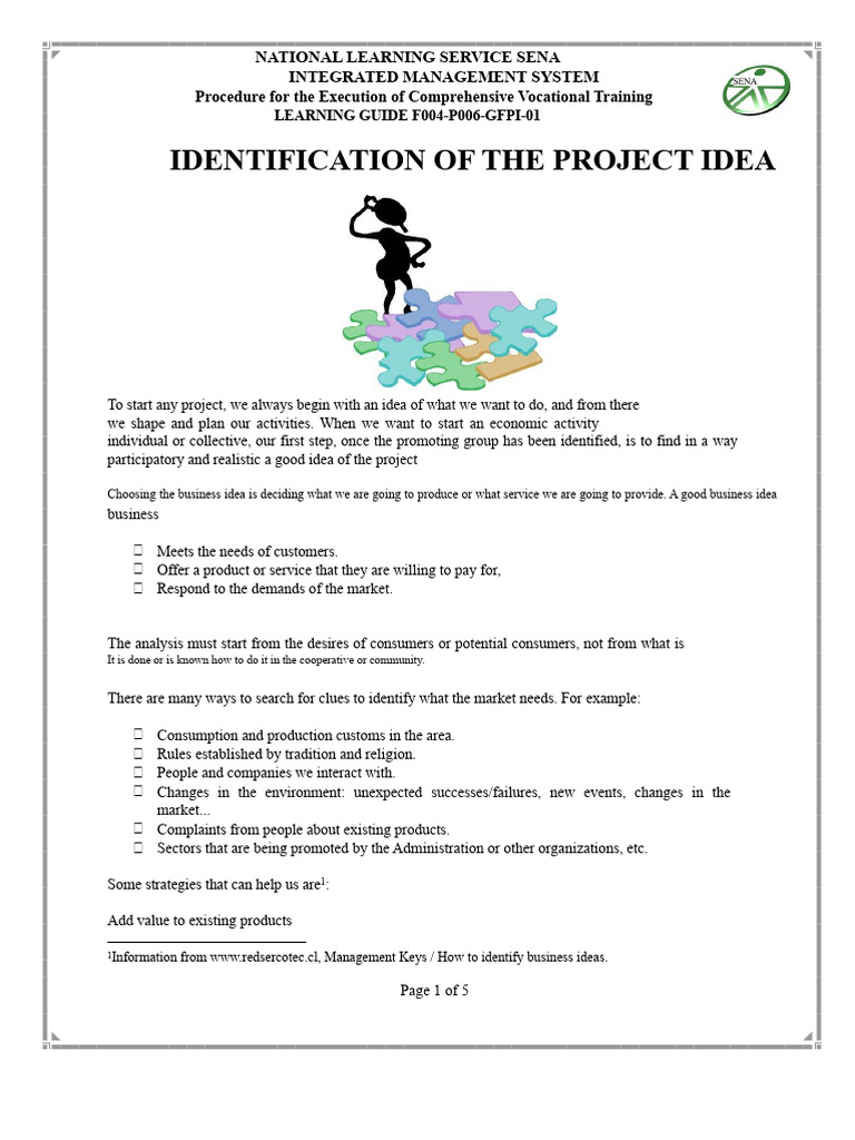 Identification of The Project Idea | PDF | Brainstorming