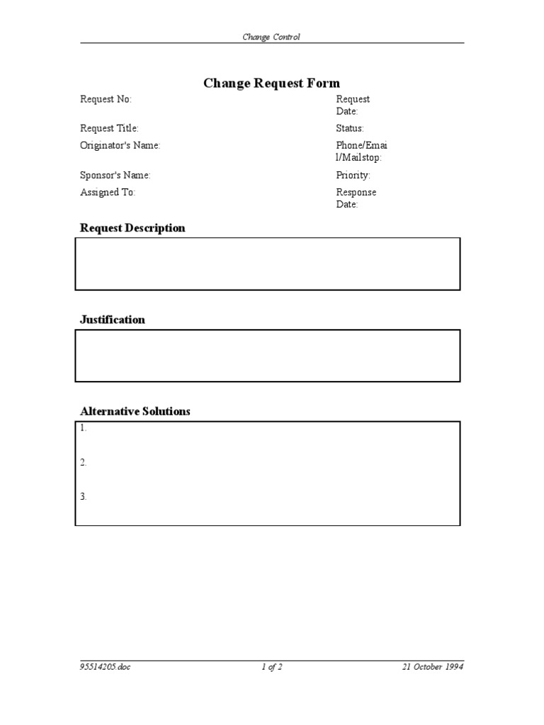 Project Change Request Form | PDF | Law | Technology & Engineering