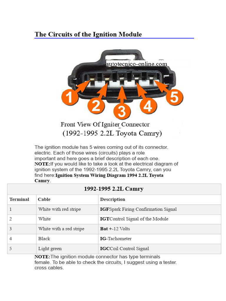 Ignition Module Circuit Overview | PDF | Electrical Connector ...