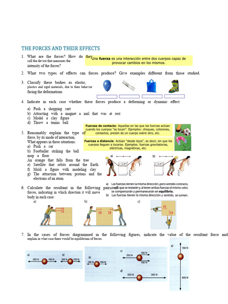 Exercise Forces and Effects | PDF | Force | Buoyancy