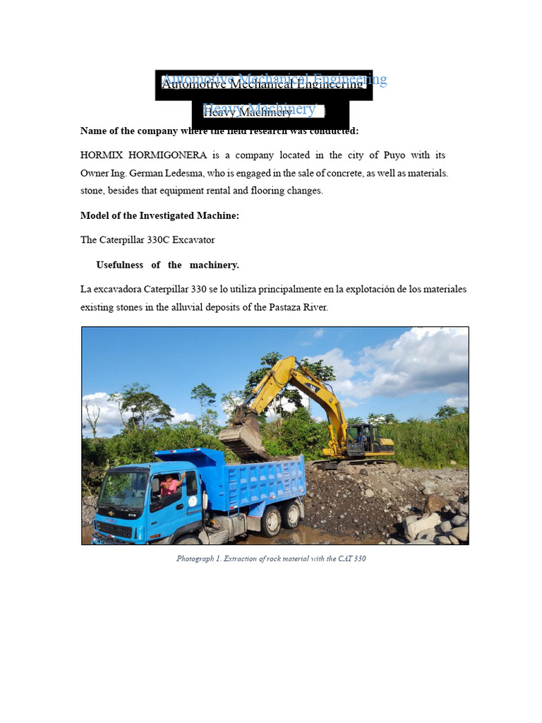 Caterpillar 330C Excavator Overview | PDF | Gear | Pump