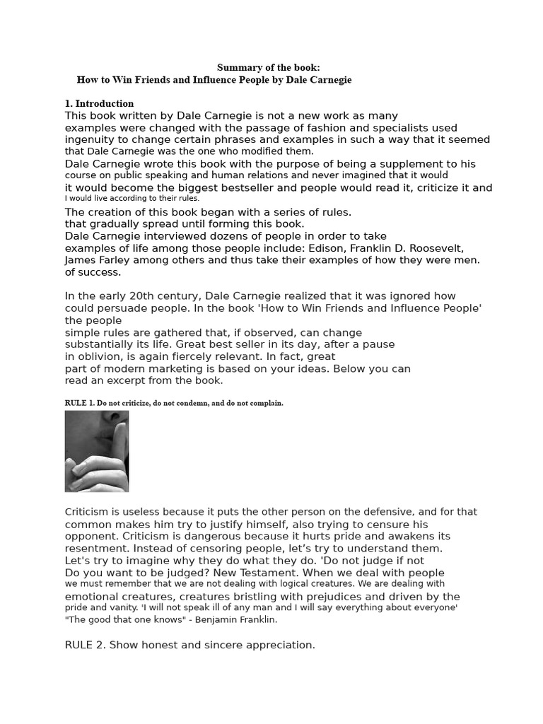 Summary of How To Win Friends and Influence People - Dale Carnegie ...