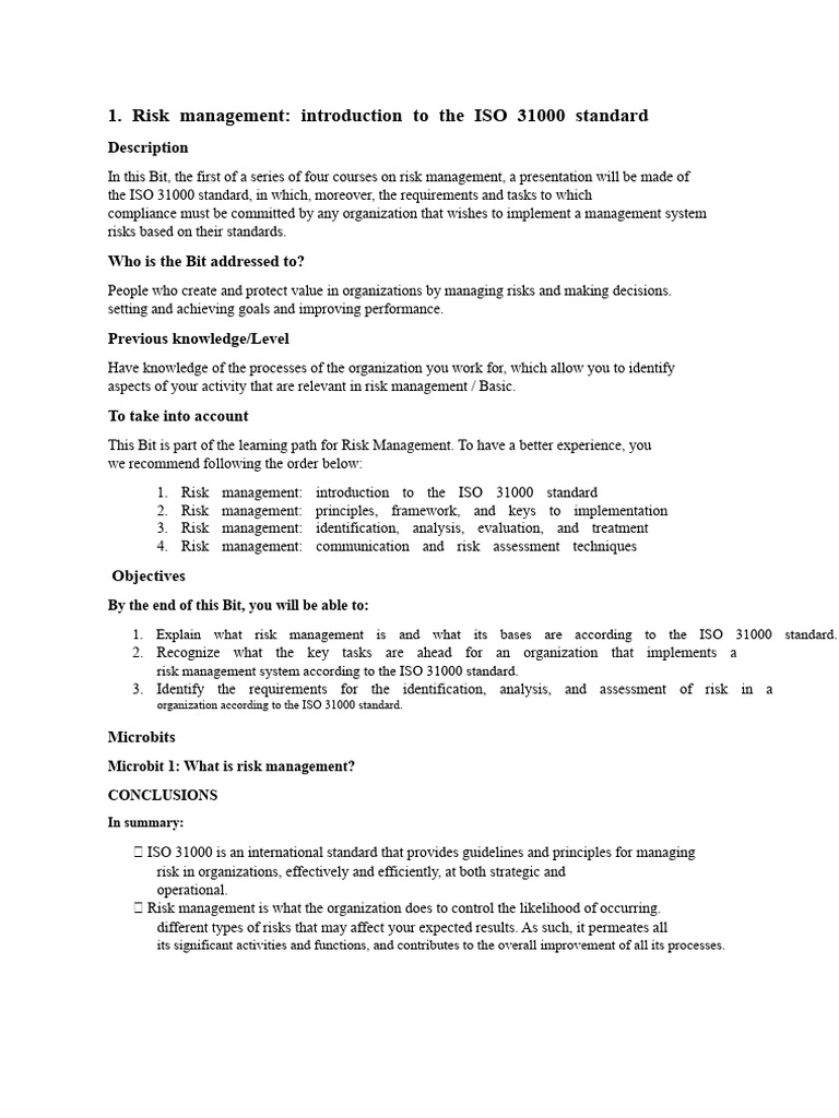 Risk Management - ISO 31000 V.2 | PDF | Risk Management | Risk