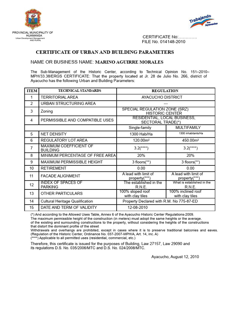 Urbanistic Parameters Model PDF | PDF