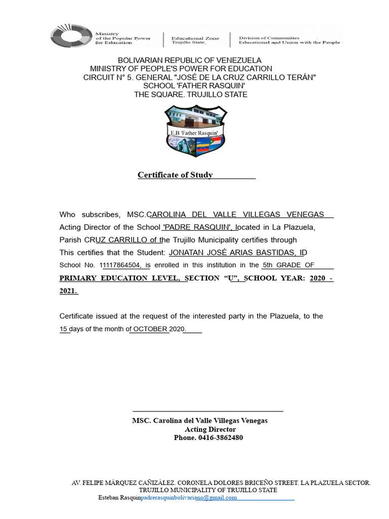 Study Certificate - New Format | PDF