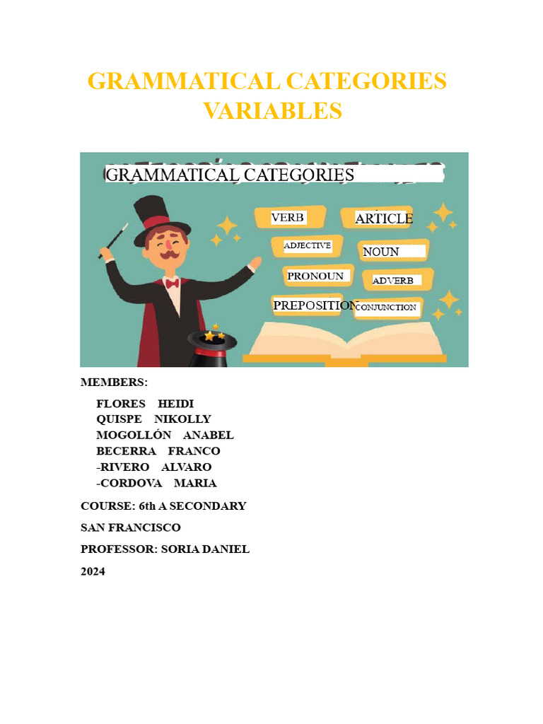 Variable Grammatical Categories | PDF | Grammatical Gender | Verb