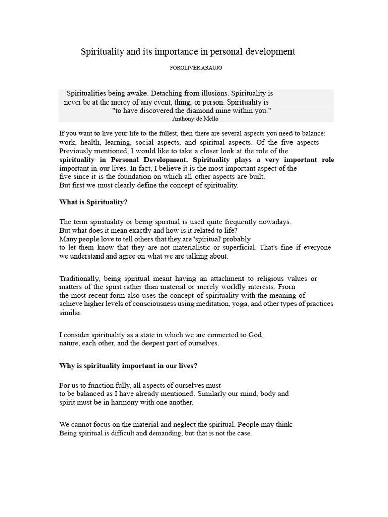 Spirituality and Its Importance in Personal Development | PDF ...