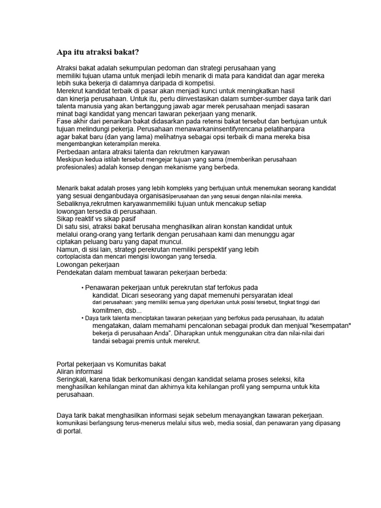 Apa Itu Daya Tarik Talenta | PDF