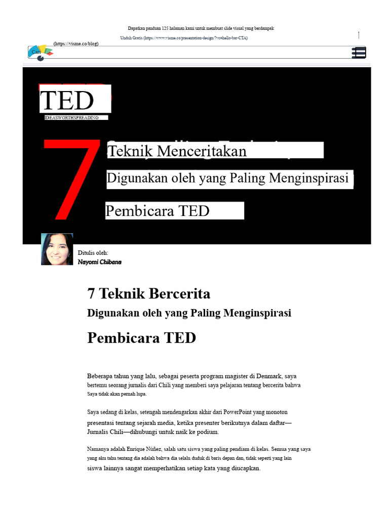 7 Teknik Bercerita Yang Digunakan Oleh Presenter TED Yang Paling ...
