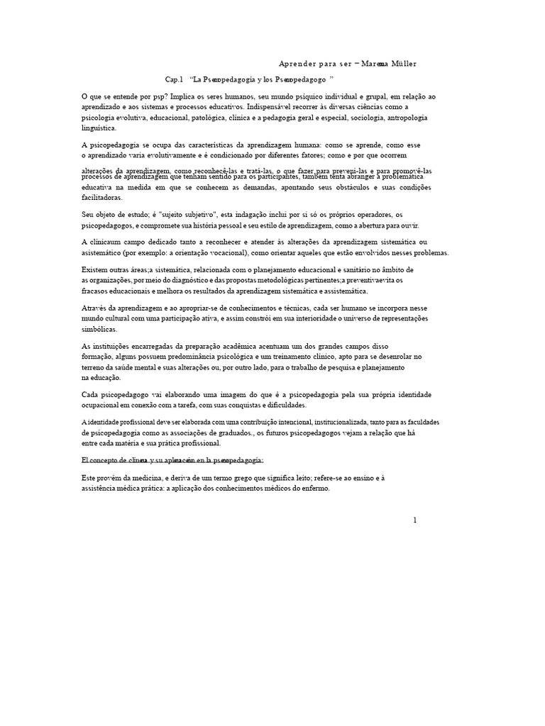 Aprender para Ser - Marina Muller | PDF | Aprendizado | Psicanálise