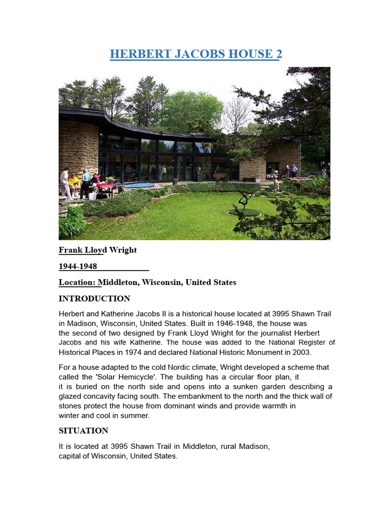 Herbert Jacobs House II Overview | PDF | Building Engineering ...