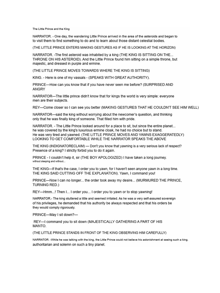 The Little Prince and The King | PDF | The Little Prince | Sunset