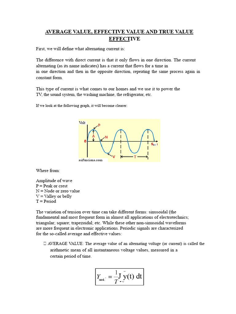 Average Values, Effective Values and True Effective Value | PDF | Root Mean Square | Electric ...