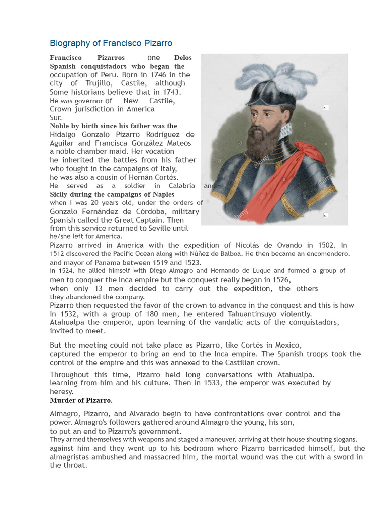 Biography of Francisco Pizarro | PDF | Francisco Pizarro | Spanish Empire