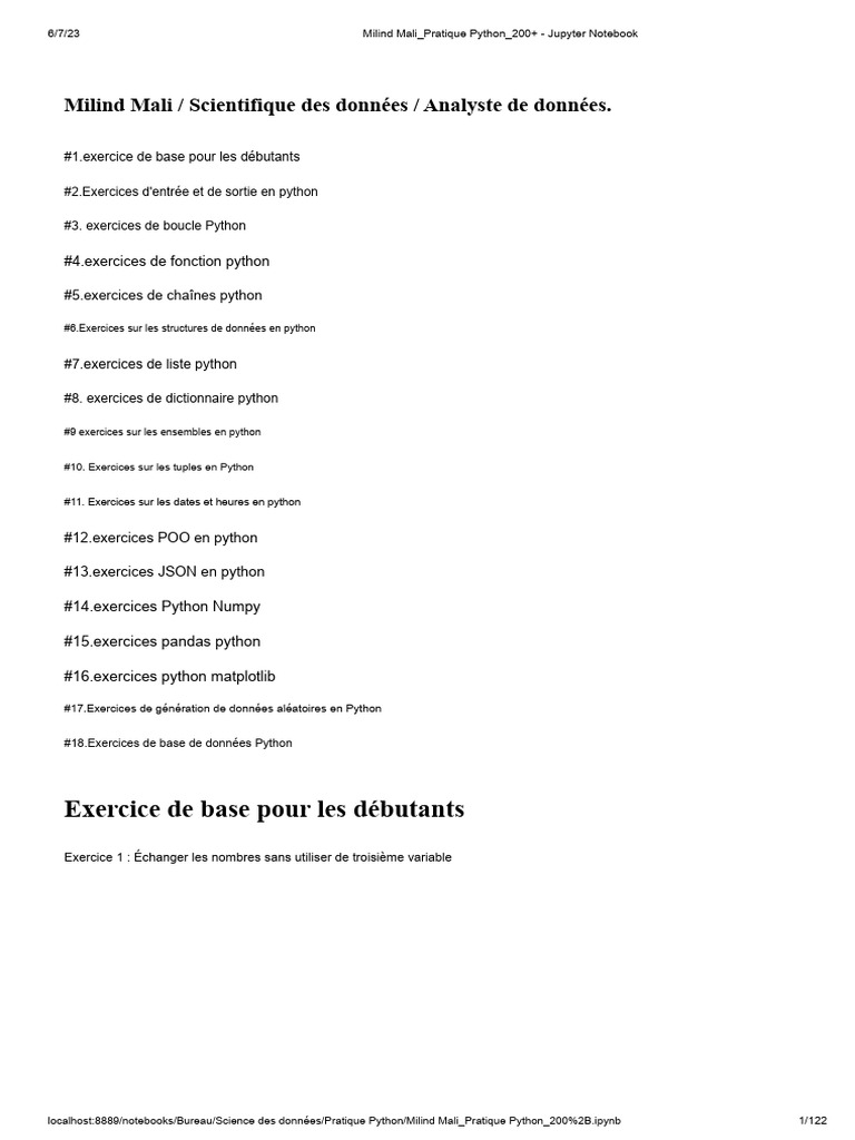 200 Exercices Pratiques en Python 1687850509 | PDF | Python (Langage de programmation ...