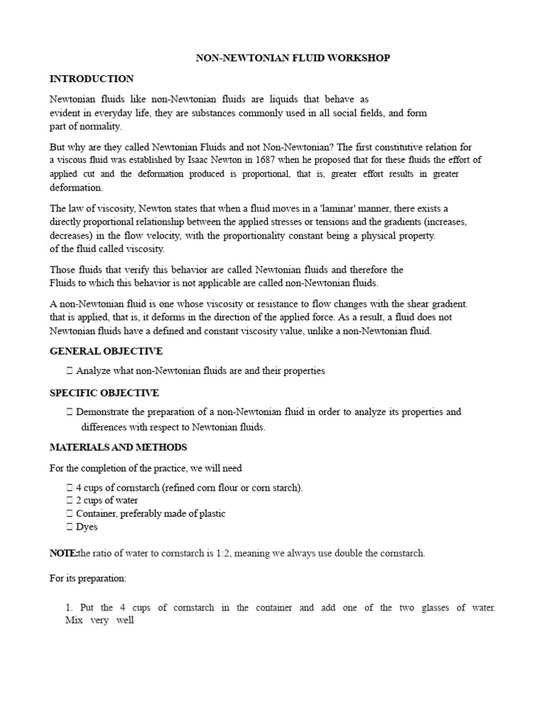 Non-Newtonian Fluid Practice | PDF | Fluid | Viscosity