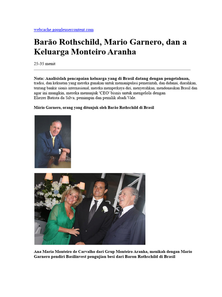 Barão Rothschild, Mario Garnero, Dan Keluarga Monteiro Aranha | PDF