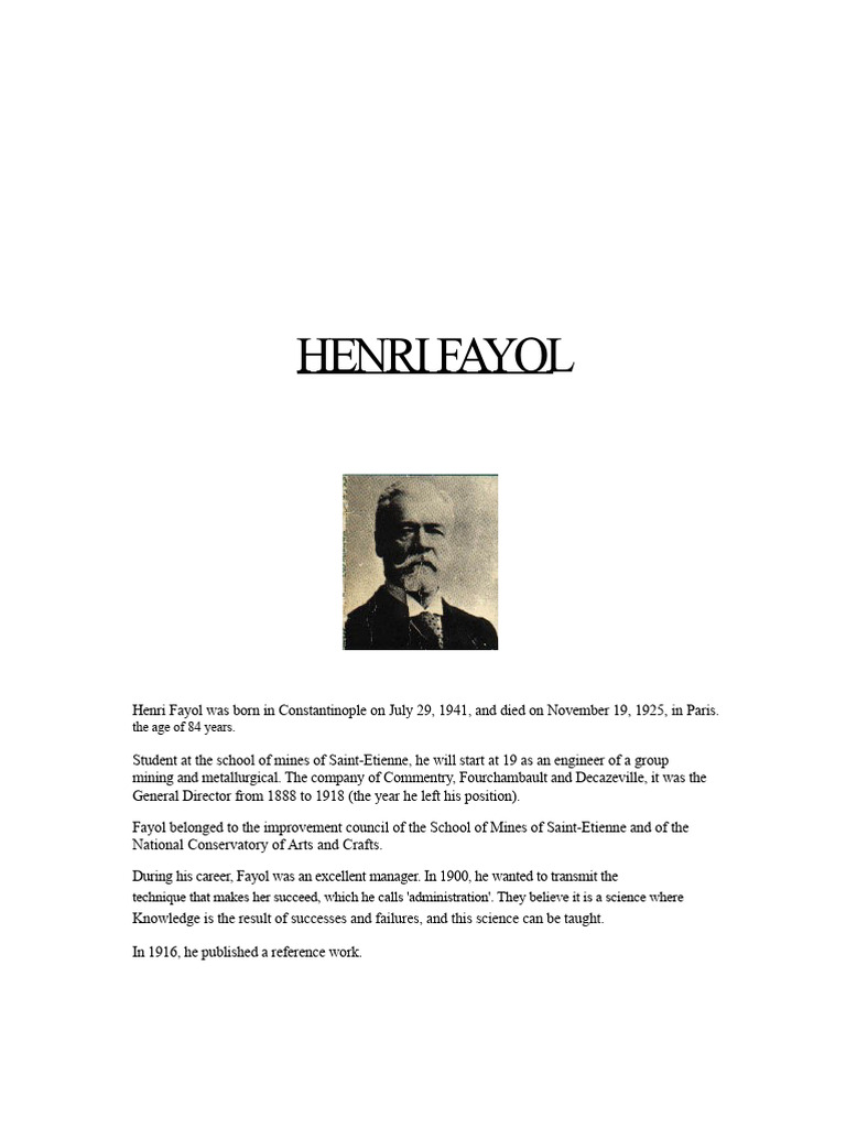 Presentation On Henri Fayol | PDF | Business | Economies