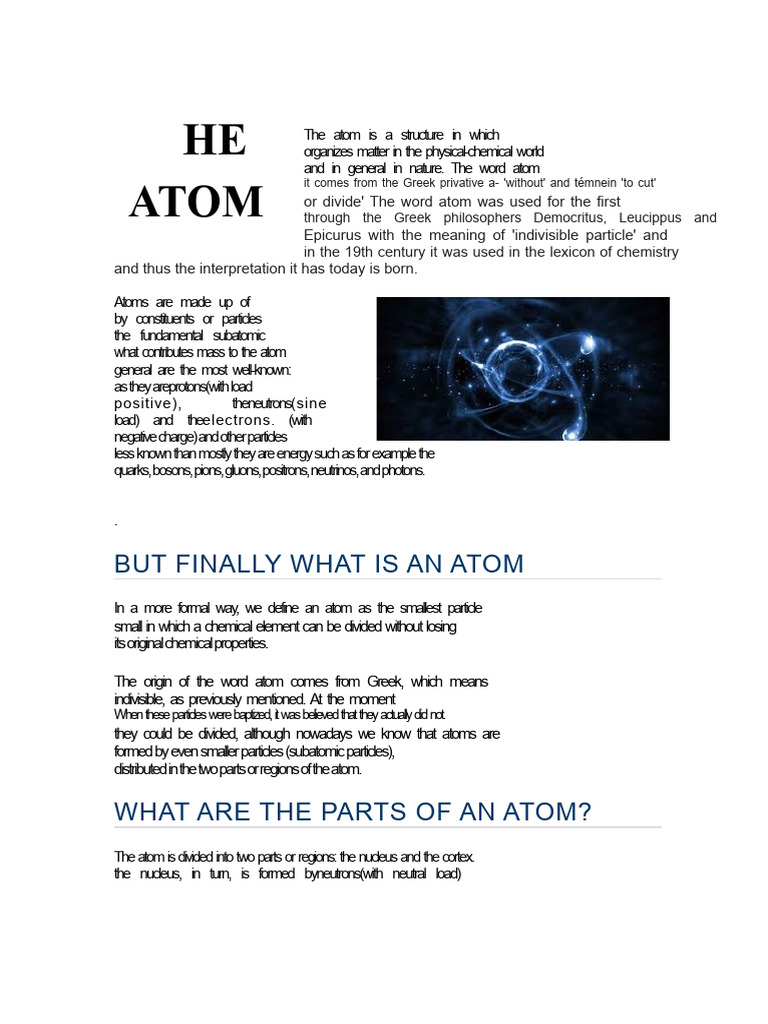 The Atom Theoretical Framework | PDF | Atoms | Atomic Nucleus