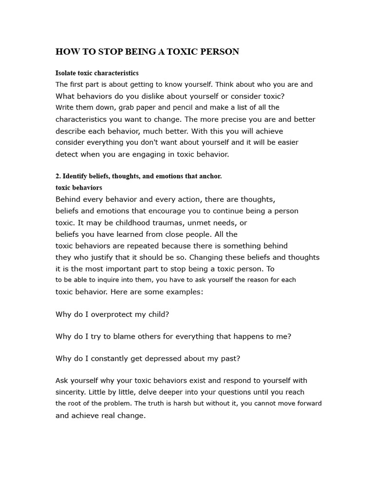 Stop Toxic Behavior: A Self-Help Guide | PDF | Thought | Unconscious Mind