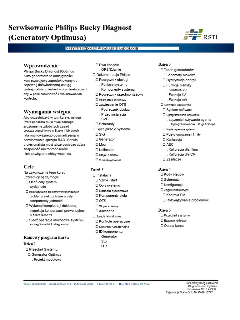 Philips Bucky Diagnost - Zarys Kursu | PDF