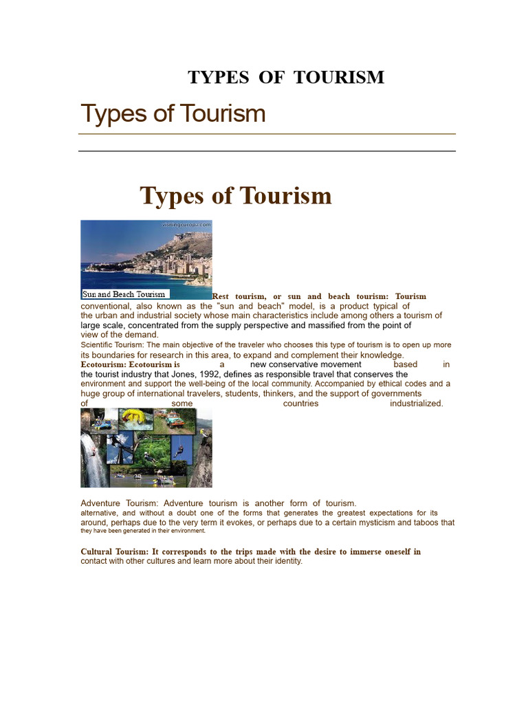 Types of Tourism | PDF | Tourism