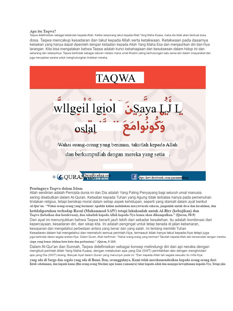 Pentingnya Taqwa dalam Kehidupan Muslim | PDF