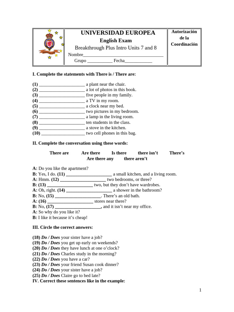 1st Partial Breakthrough Plus Intro Units 7 and 8 A | PDF