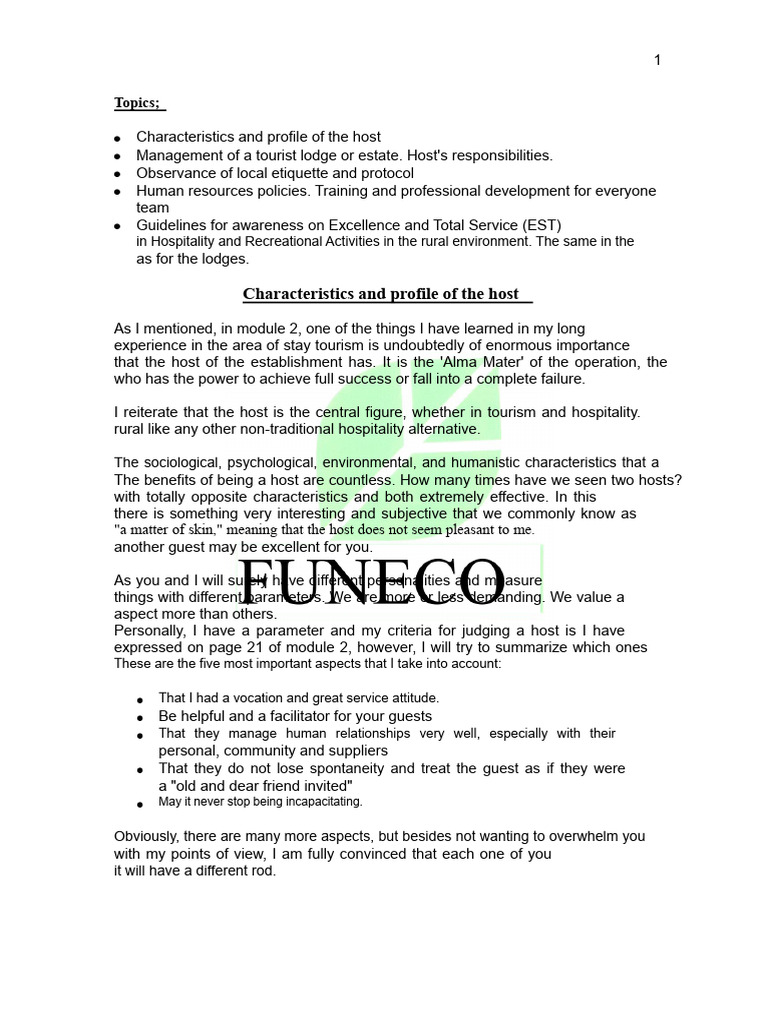 Characteristics and Profile of The Host | PDF | Chef | Tourism