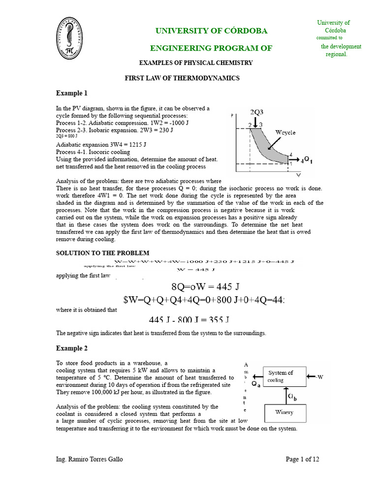 Exercises On Heat, Machines, Steam and The First Law | PDF | Enthalpy ...