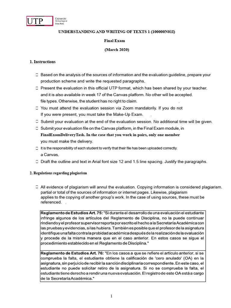 S18.s1-Final Exam-100000N01I COMPREHENSION AND TEXT WRITING | PDF ...