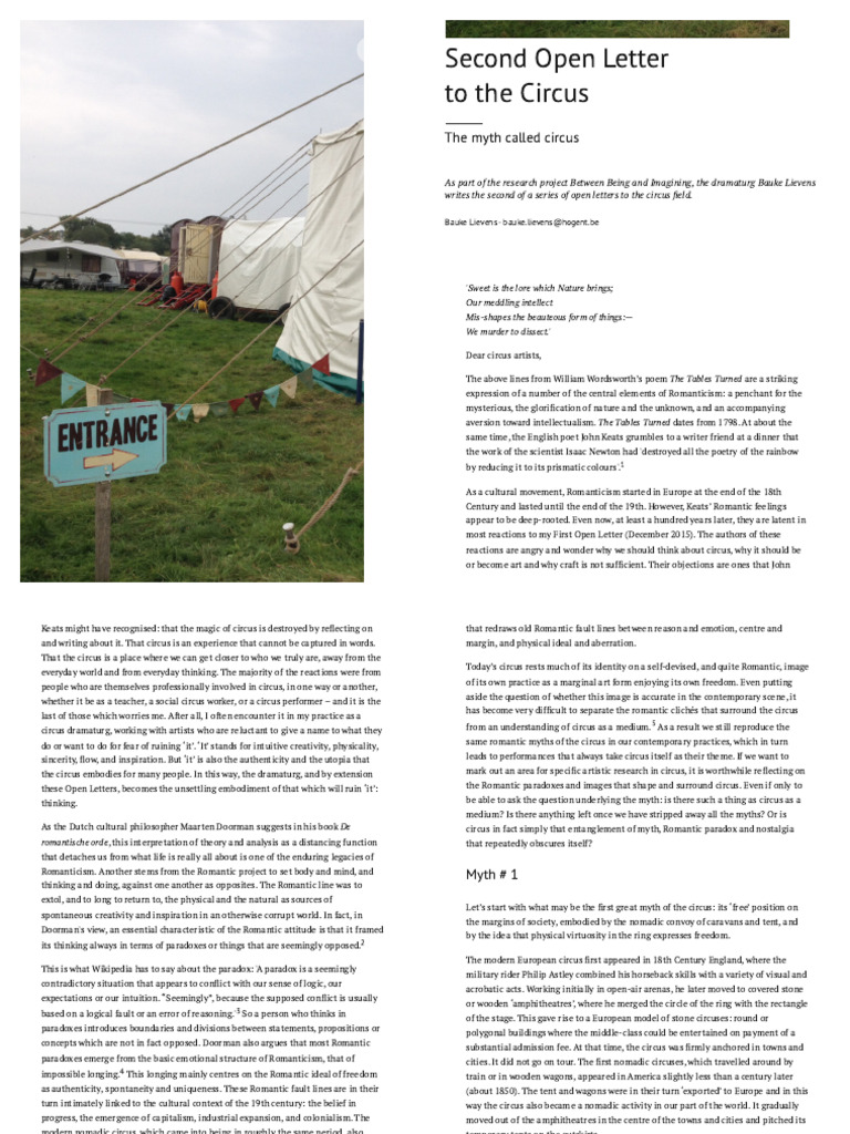 Between Being and Imagining - Second Open Letter - Sideshow Circus ...