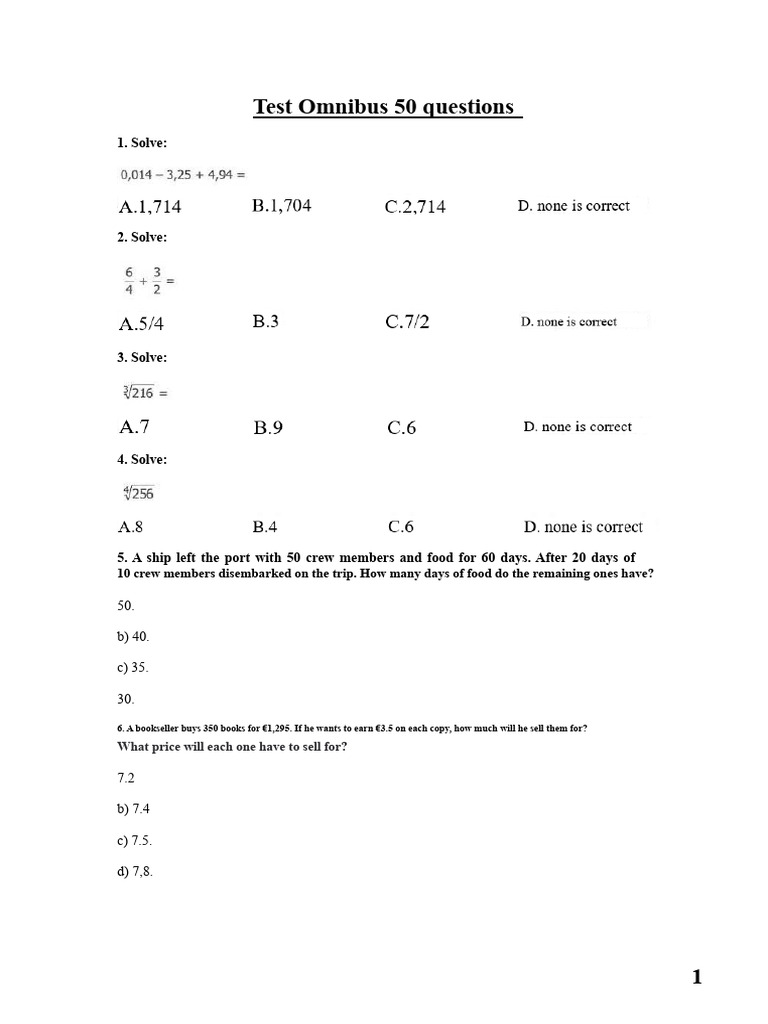 Psychotechnical Test - Omnibus 5 | PDF